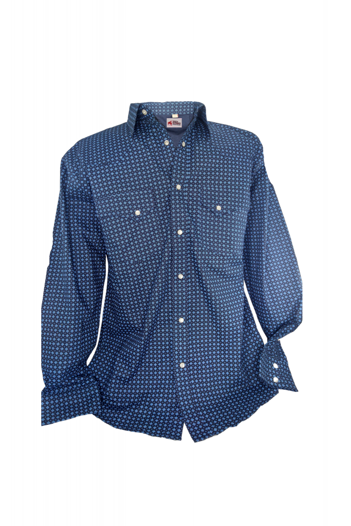 Riley & McCormick Men's Stampede Blue Print Shirt - Riley & McCormick